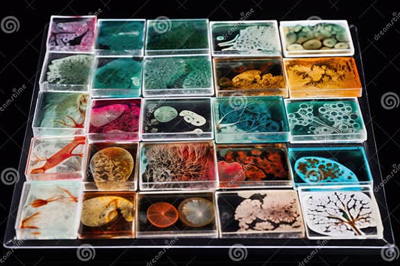 Variety of Microscope Slides Featuring Different Types of Cells and ...