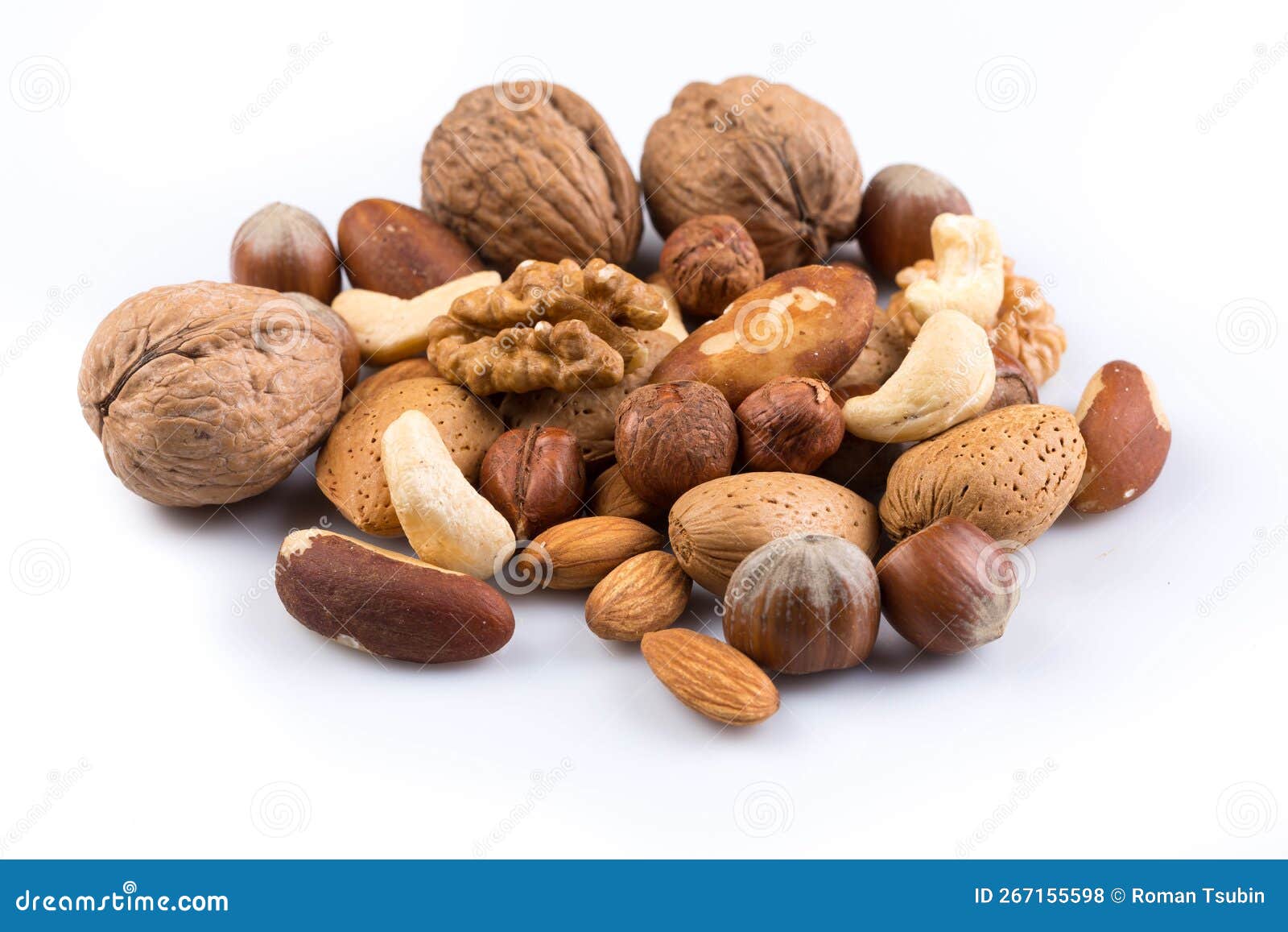 Variety of Mixed Nuts stock photo. Image of snack, food - 267155598