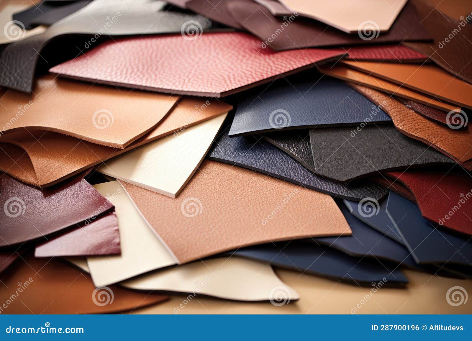 Variety of Natural Leather Samples with Care Labels Stock Photo - Image ...