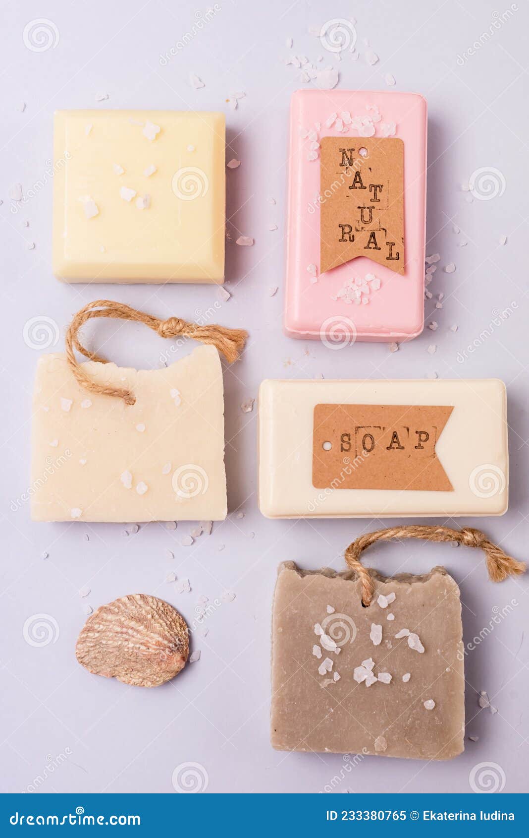 Variety of Natural Soaps on Blue Background Handmade Organic Soaps ...