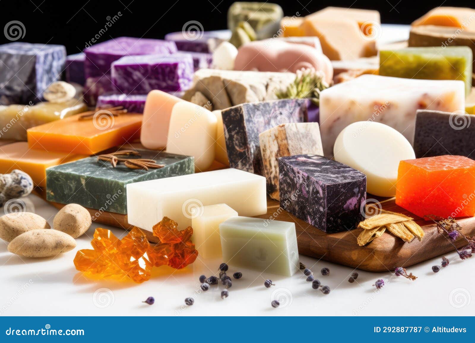 Variety of Natural Soaps in Organic Shapes Stock Image - Image of ...