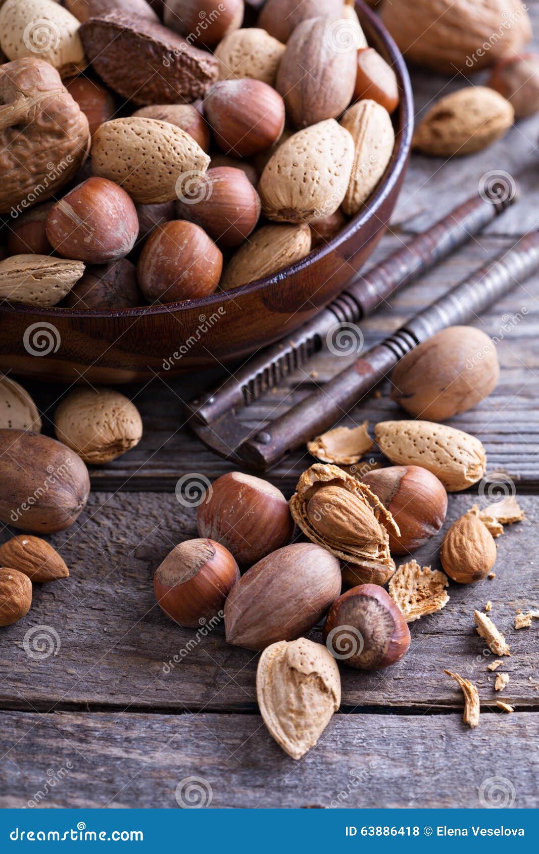 Variety of Nuts with Shells in a Bowl Stock Photo - Image of nutshell ...