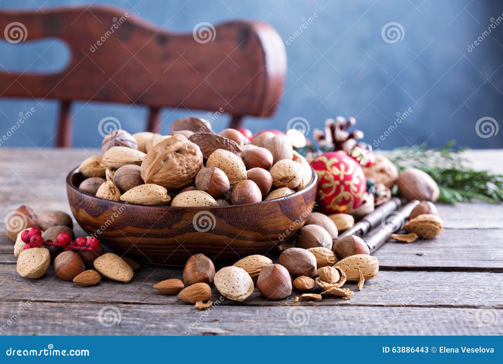 Variety of Nuts with Shells in a Bowl Stock Image - Image of ornament ...