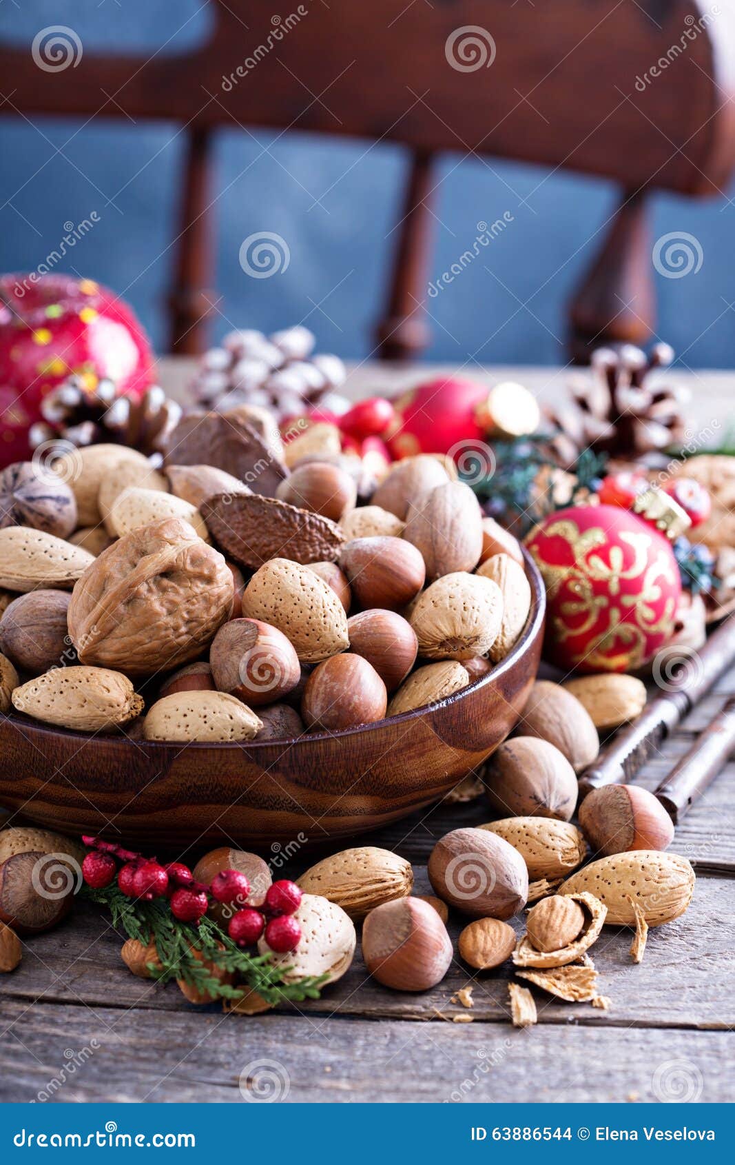 Variety of Nuts with Shells in a Bowl Stock Photo - Image of nuts ...