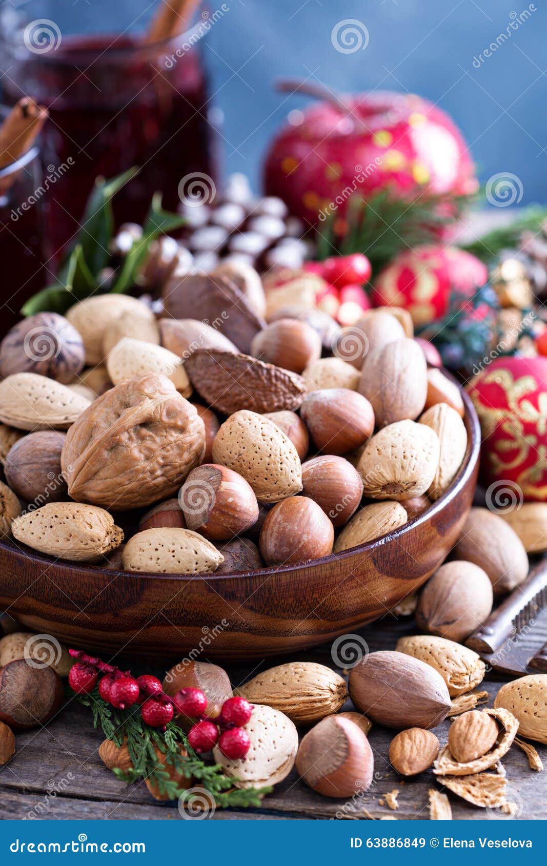 Variety of Nuts with Shells in a Bowl Stock Image - Image of mixed ...