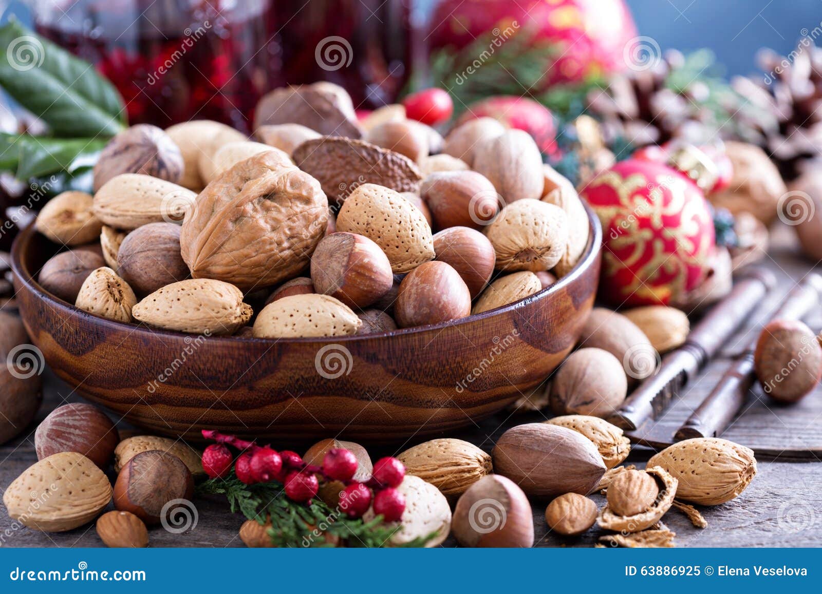 Variety of Nuts with Shells in a Bowl Stock Image - Image of healthy ...