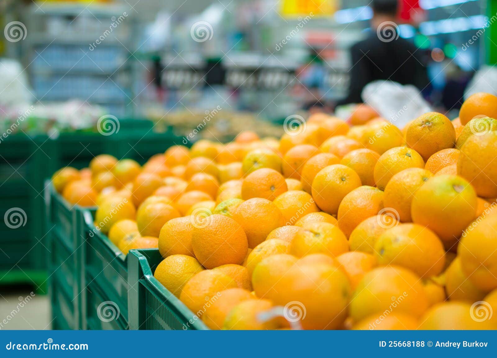Variety of Oranges on Boxes in Supermarket Stock Photo - Image of fruit ...