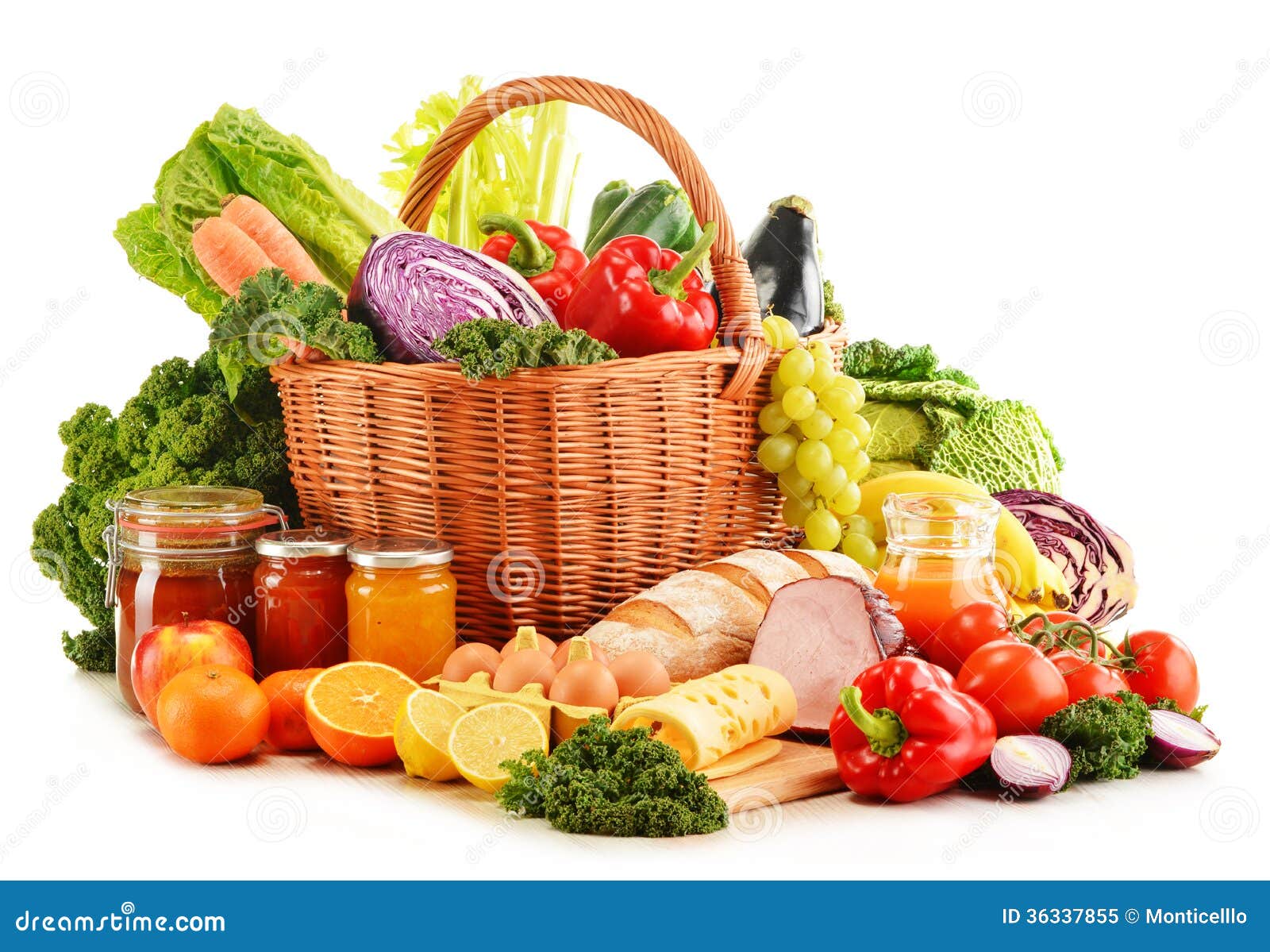 Variety of Organic Grocery Products on White Stock Image - Image of ...