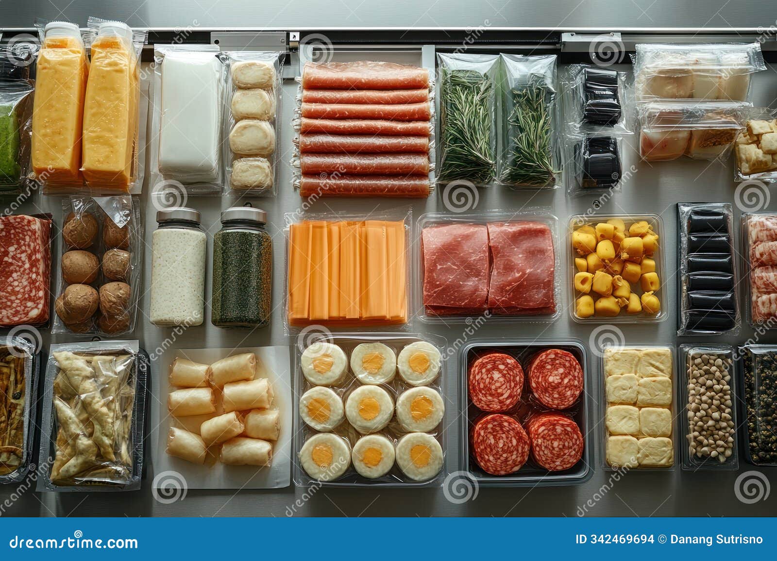 A Variety of Packaged Food Products, Including Meat, Cheese, Vegetables ...