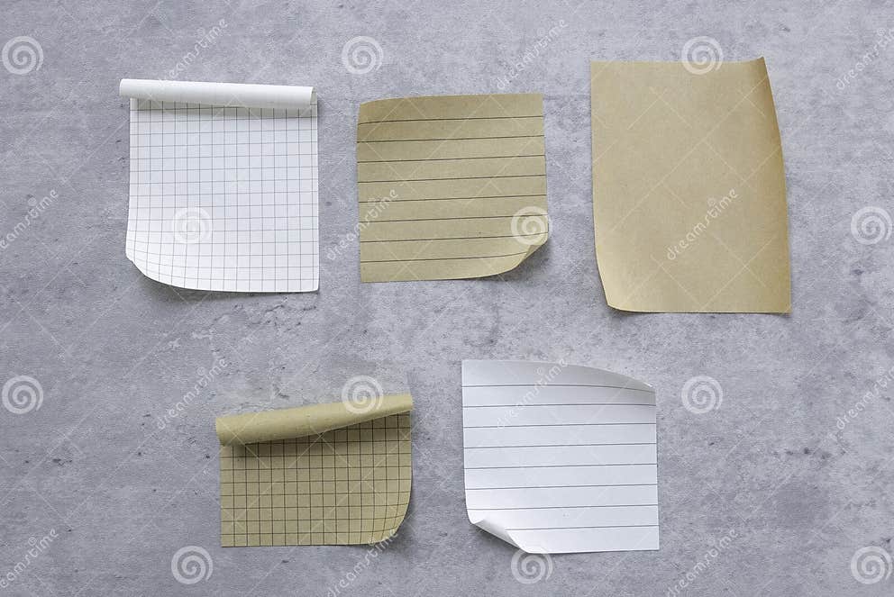 Variety of Paper Types: Lined, Grid, and Plain Sheets on a Gray Surface ...