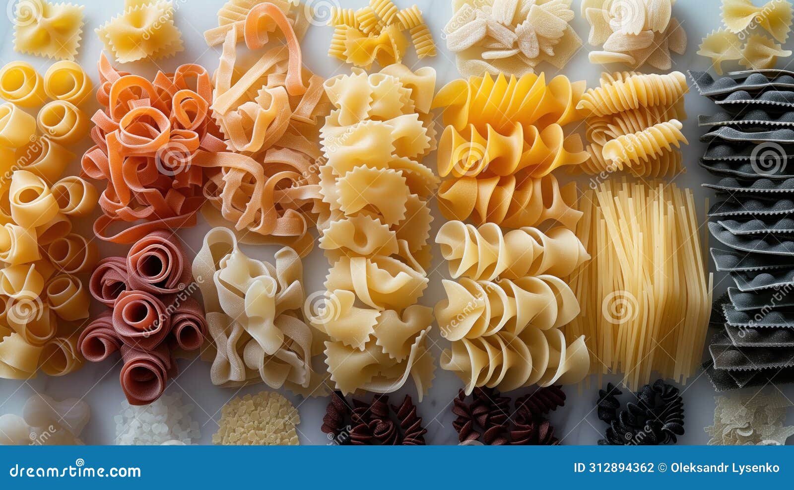 Variety of pasta top view stock illustration. Illustration of concept ...