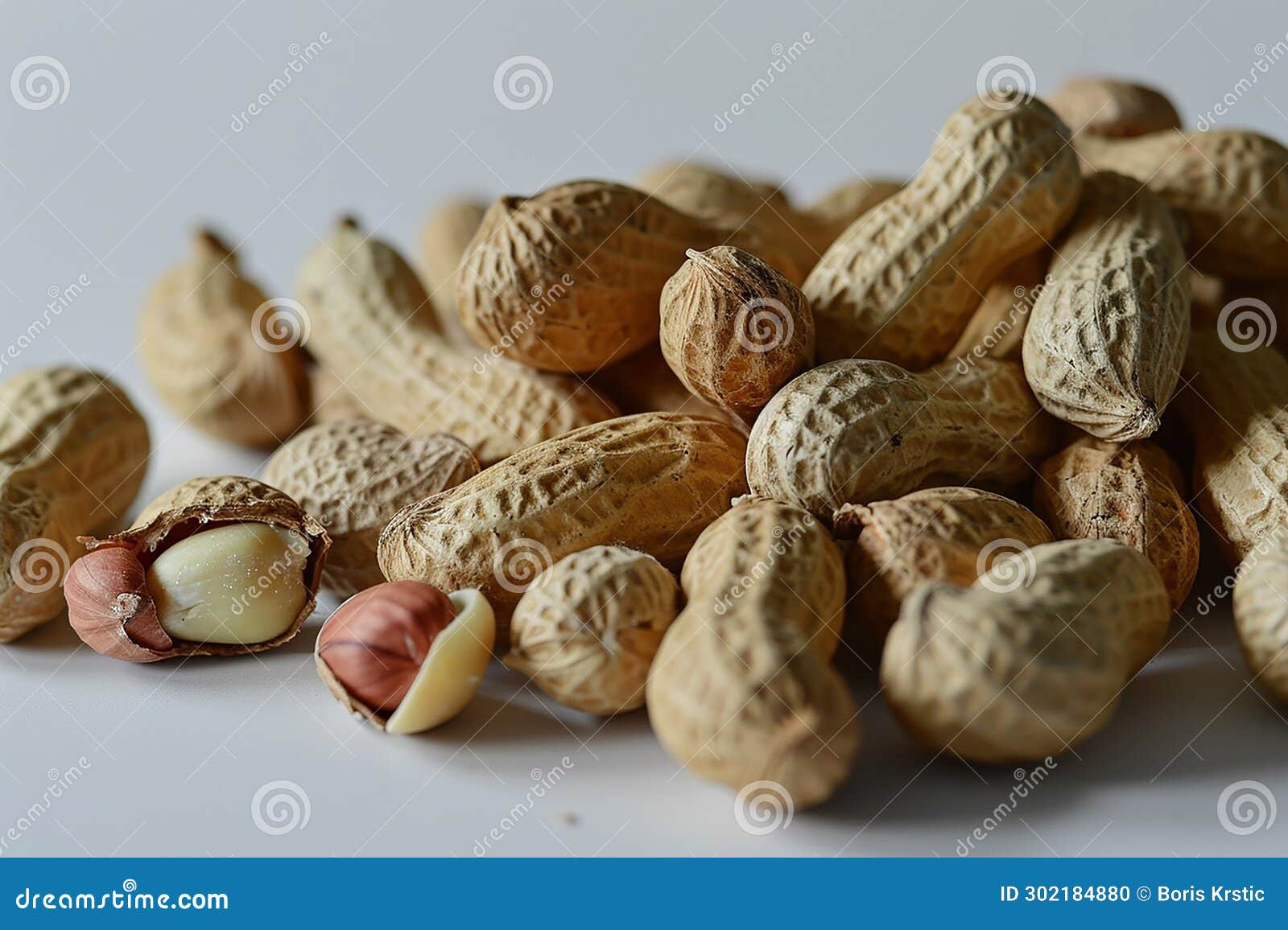 Variety of Peanut Compositions: Close-Up on White Background Stock ...