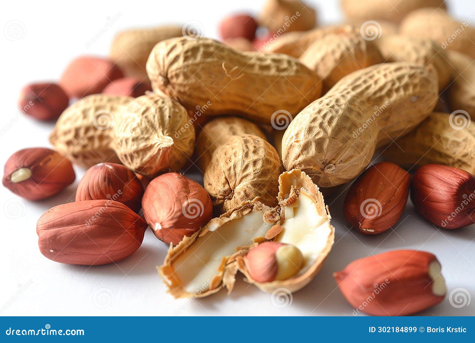 Variety of Peanut Compositions: Close-Up on White Background Stock ...