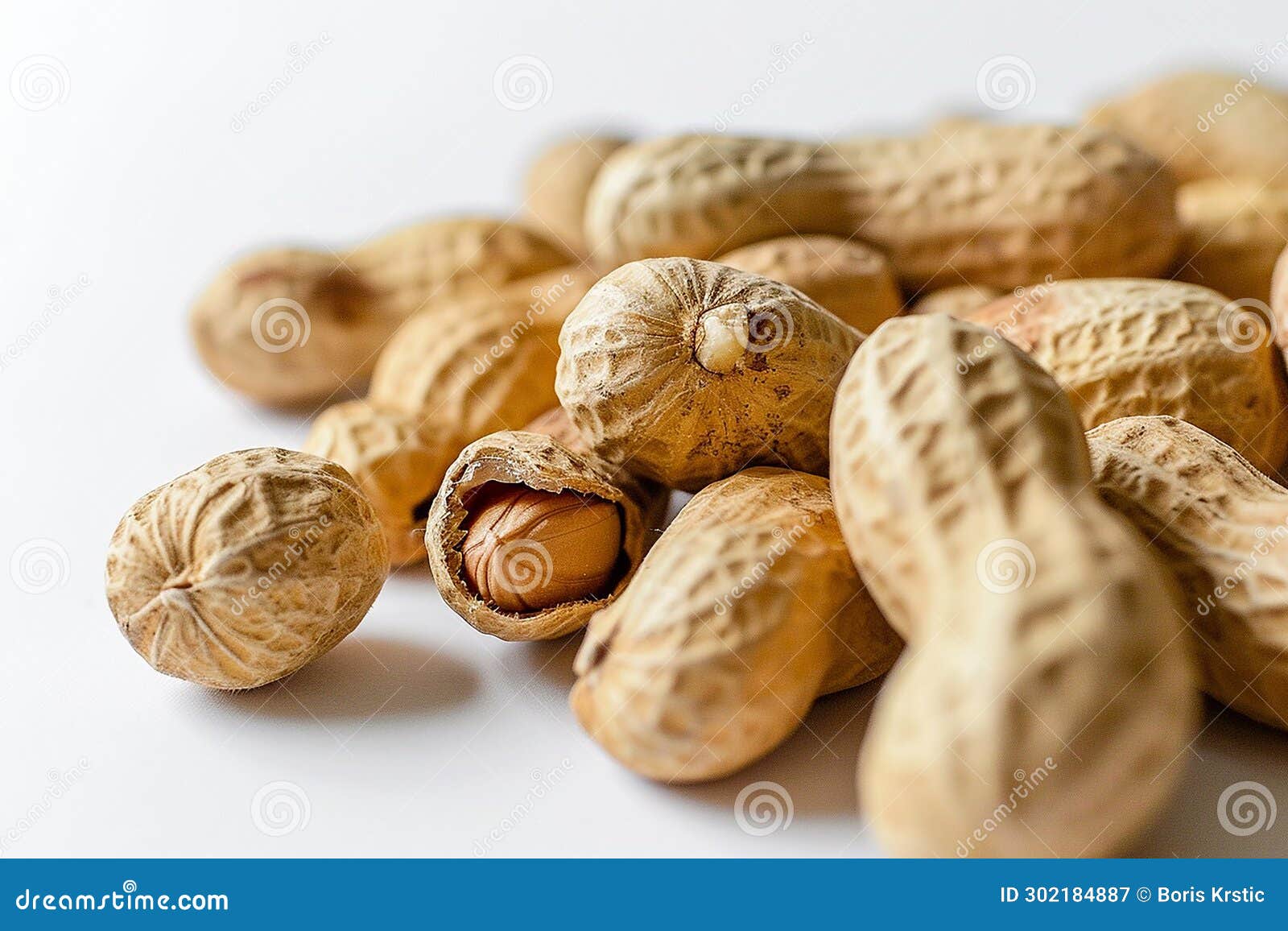 Variety of Peanut Compositions: Close-Up on White Background Stock ...