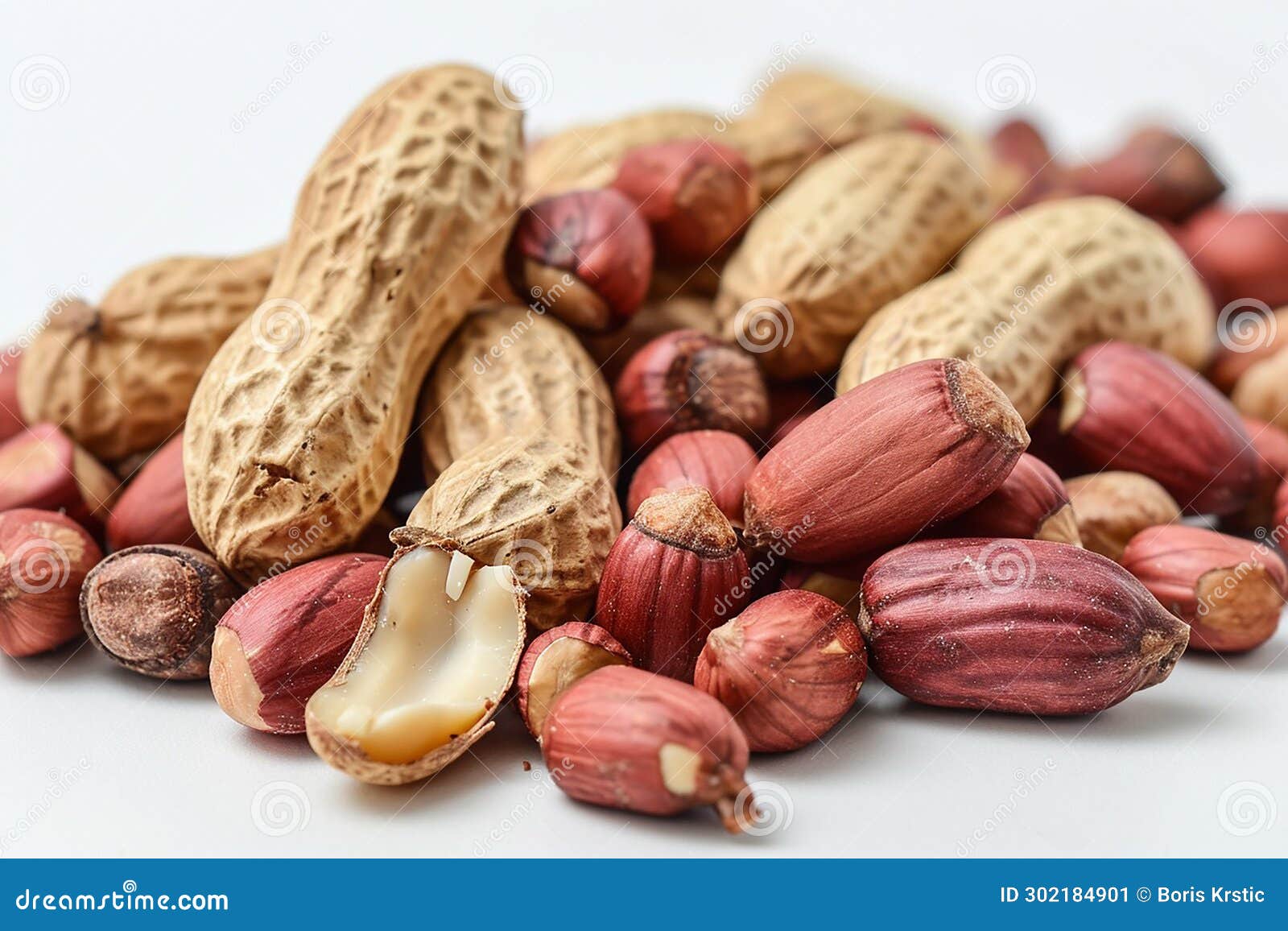 Variety of Peanut Compositions: Close-Up on White Background Stock ...