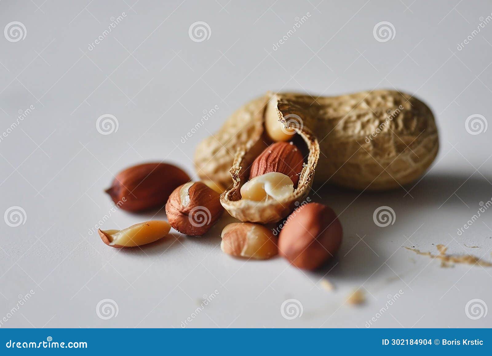 Variety of Peanut Compositions: Close-Up on White Background Stock ...