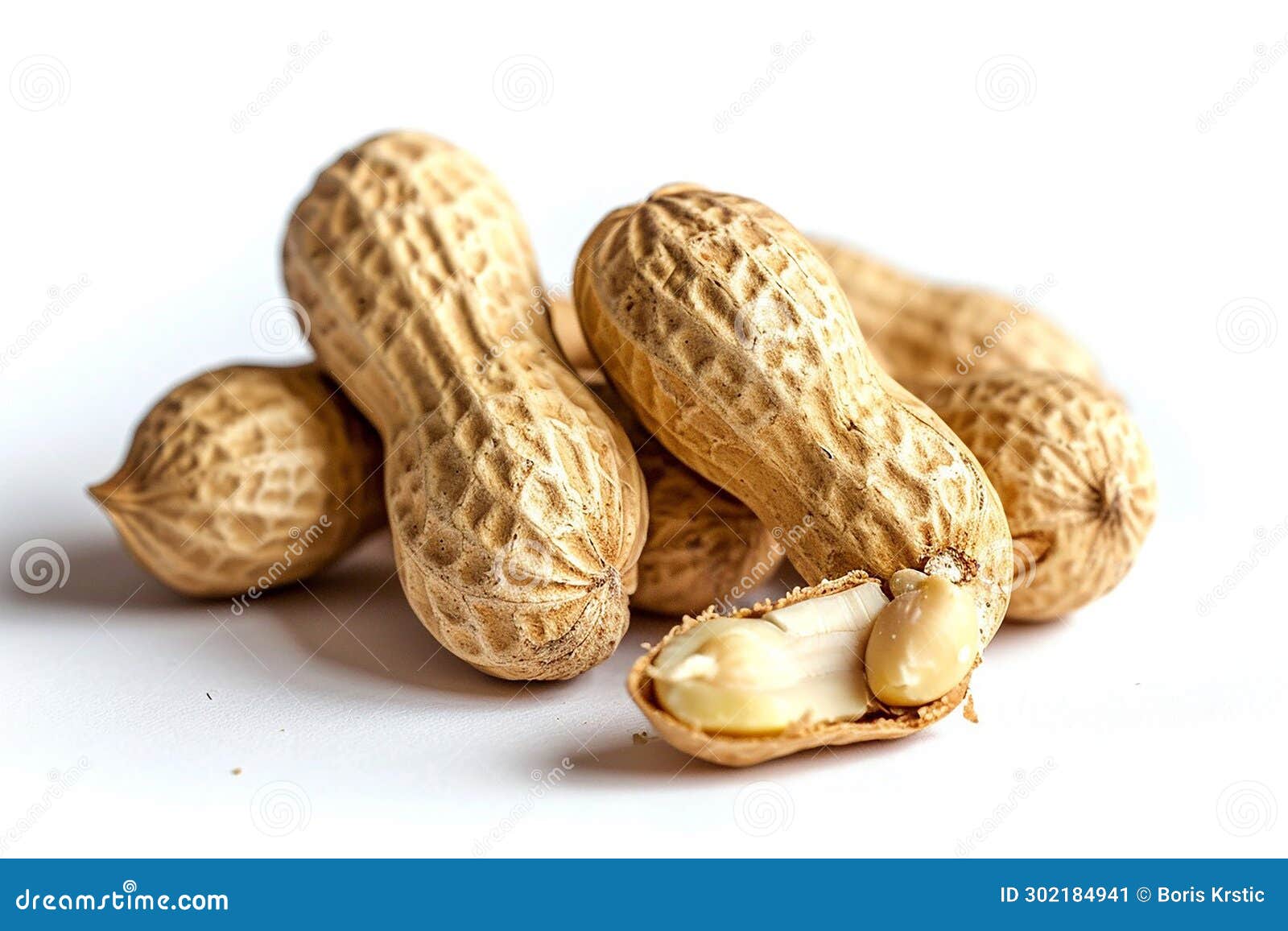 Variety of Peanut Compositions: Close-Up on White Background Stock ...