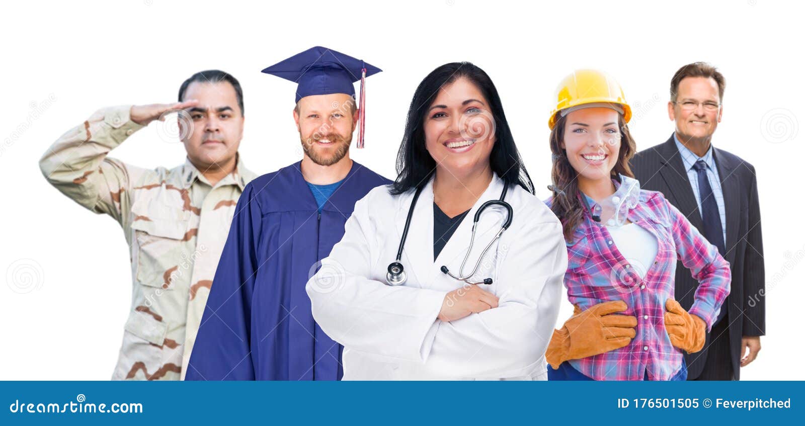 Variety of People from Different Occupations Isolated on White Stock ...