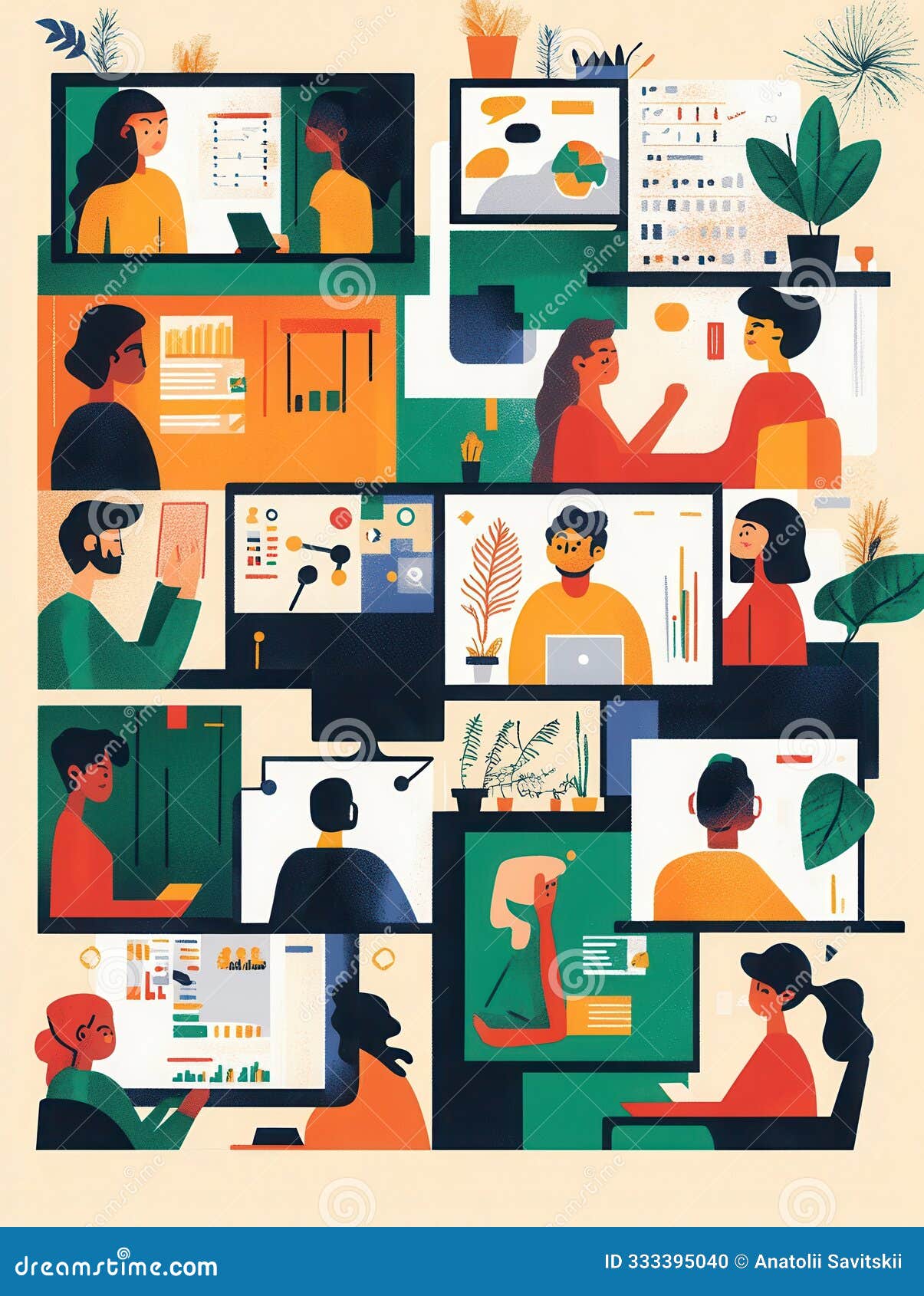 A Variety of People Engaged in Collaborative Activities at Their ...