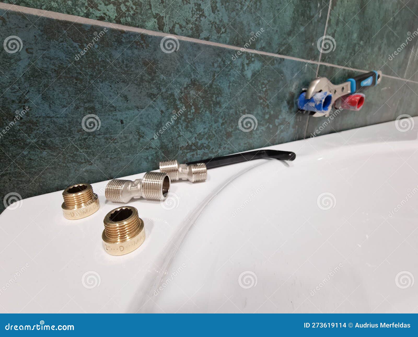 Various Plumbing Adapters for Faucet Installation Stock Photo - Image ...