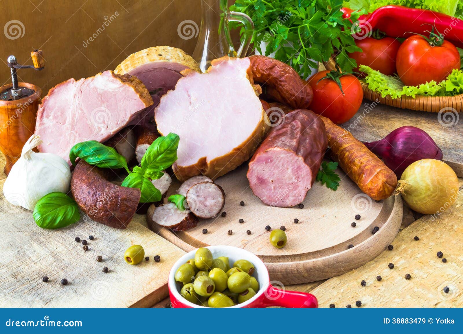 Variety Processed Meat Products Vegetables Stock Image - Image of meat ...