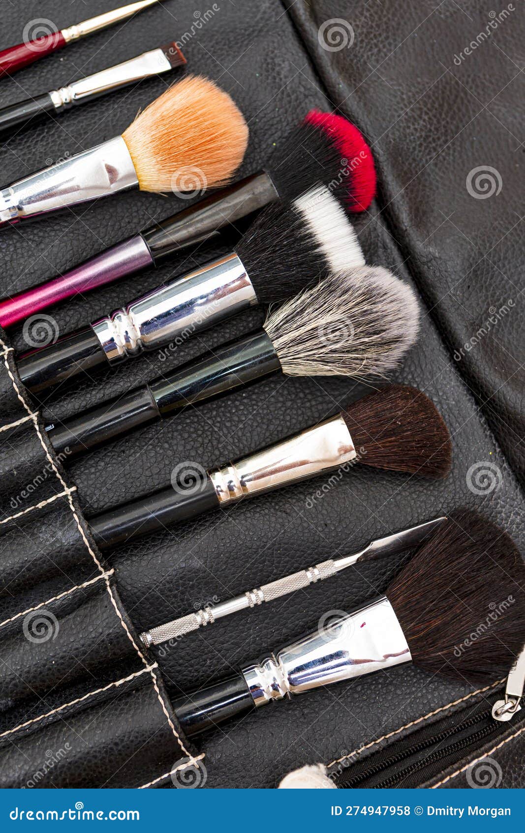 Variety of Professional Makeup Tools and Brushes with Eye Shadows ...