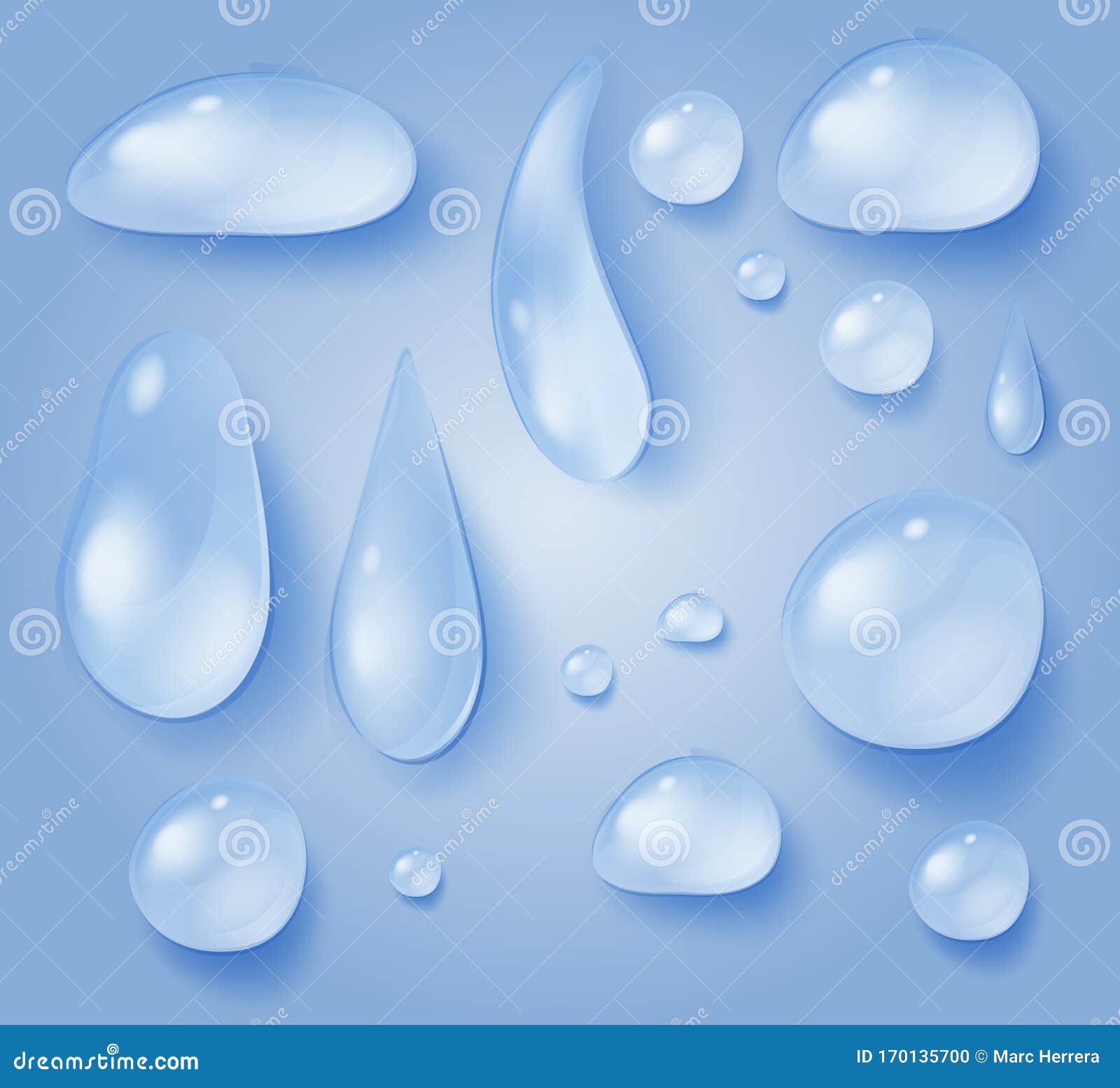 Variety of Real Water Drops Stock Illustration - Illustration of bright ...