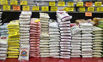 Variety of Rice Stack Up in Asian Market Editorial Stock Photo - Image ...