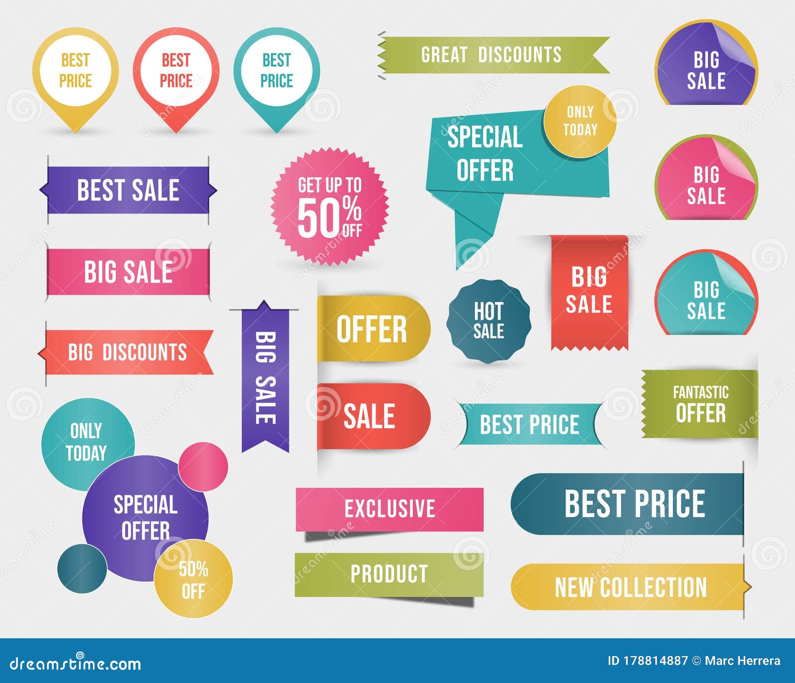 Variety of sales tags set stock illustration. Illustration of black ...