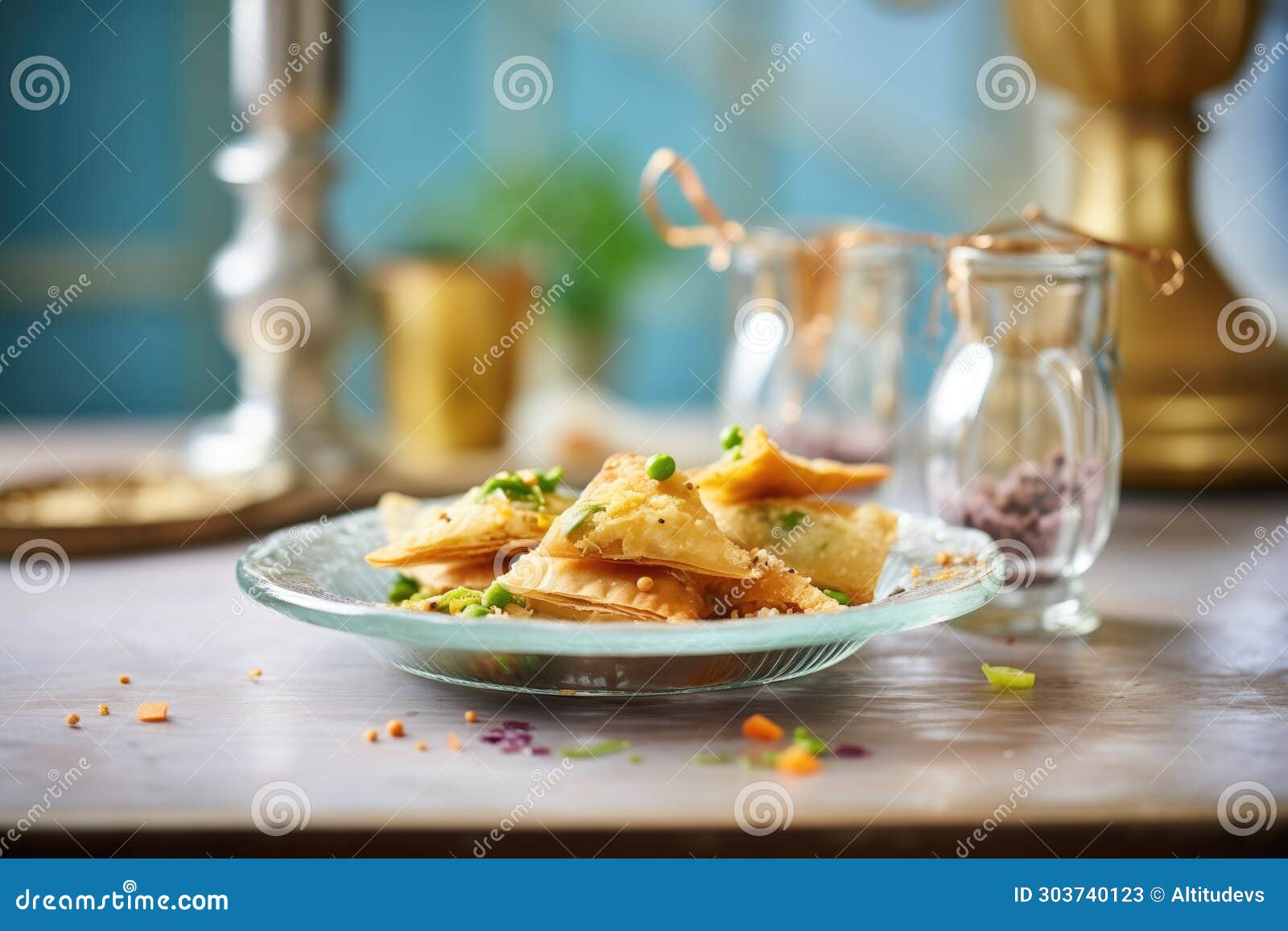 Variety of Samosas with Different Fillings on a Glass Plate Stock Image ...