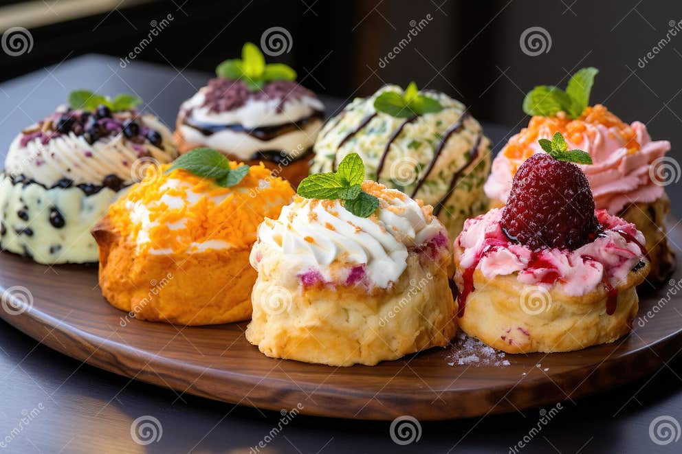 Variety of Scones with Different Toppings Stock Photo - Image of ...