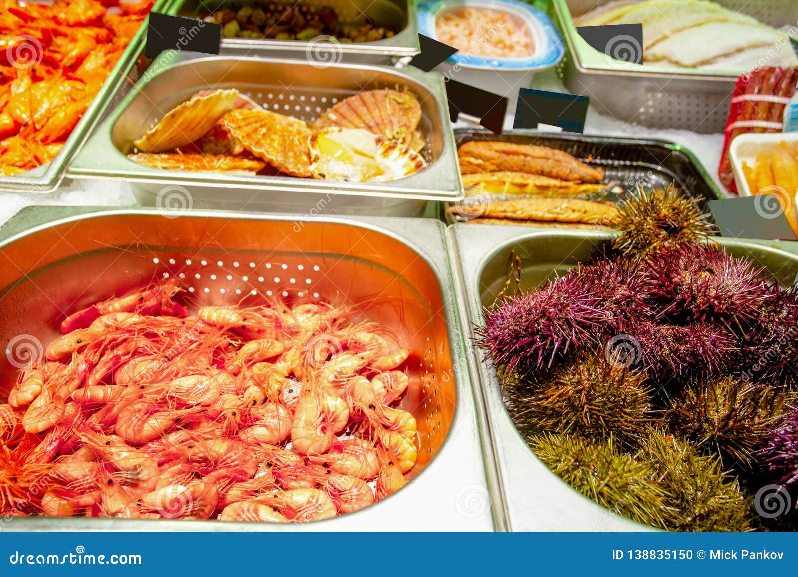 A Variety of Seafood on the Counter Stock Photo - Image of dining ...