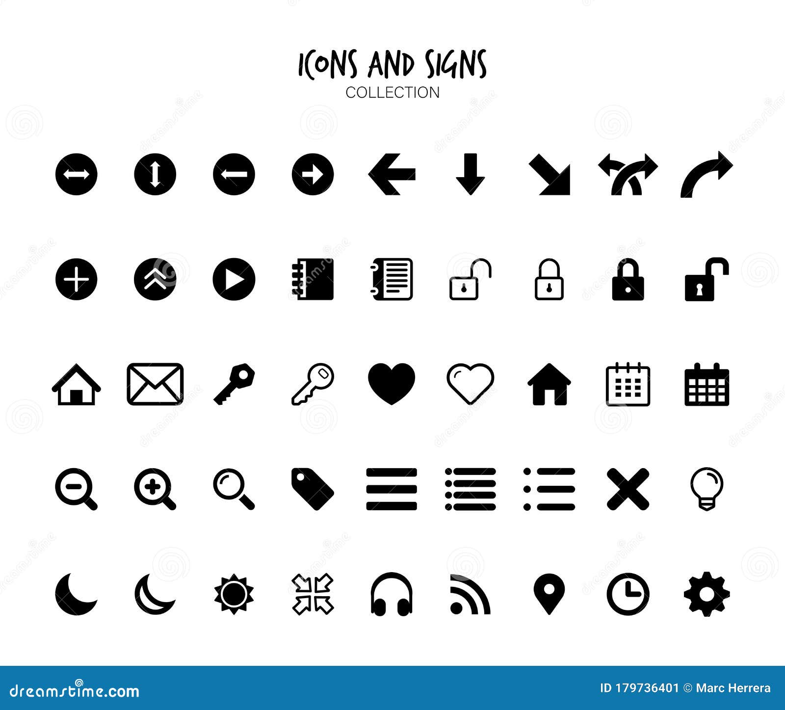 Variety of signs and icons stock illustration. Illustration of arrow ...