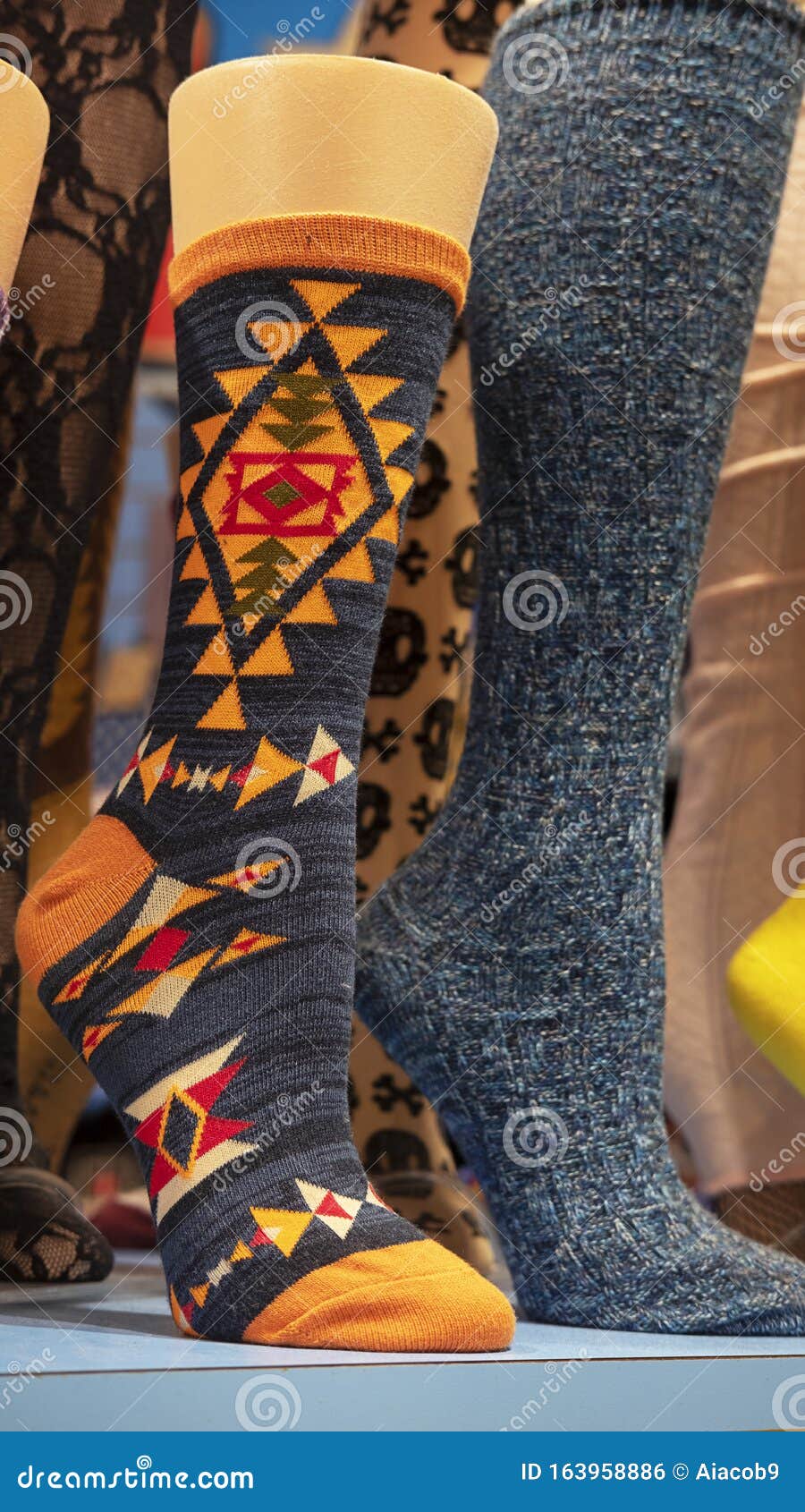 Variety of Simple and Stylish Socks, Plain or with Geometric Colorful ...