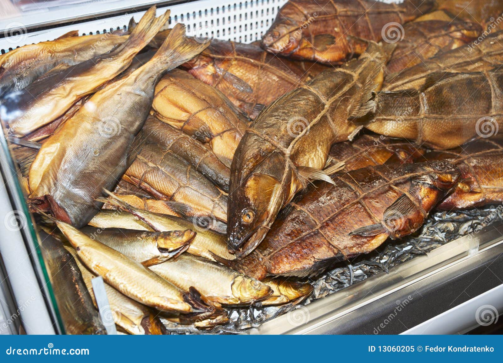 Variety of smoked fish stock image. Image of retail, prepared - 13060205