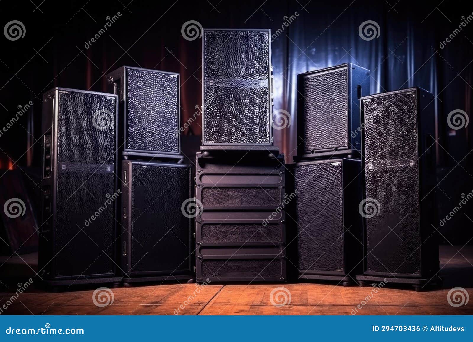Variety of Sound System Speakers in a Row Stock Photo - Image of ...