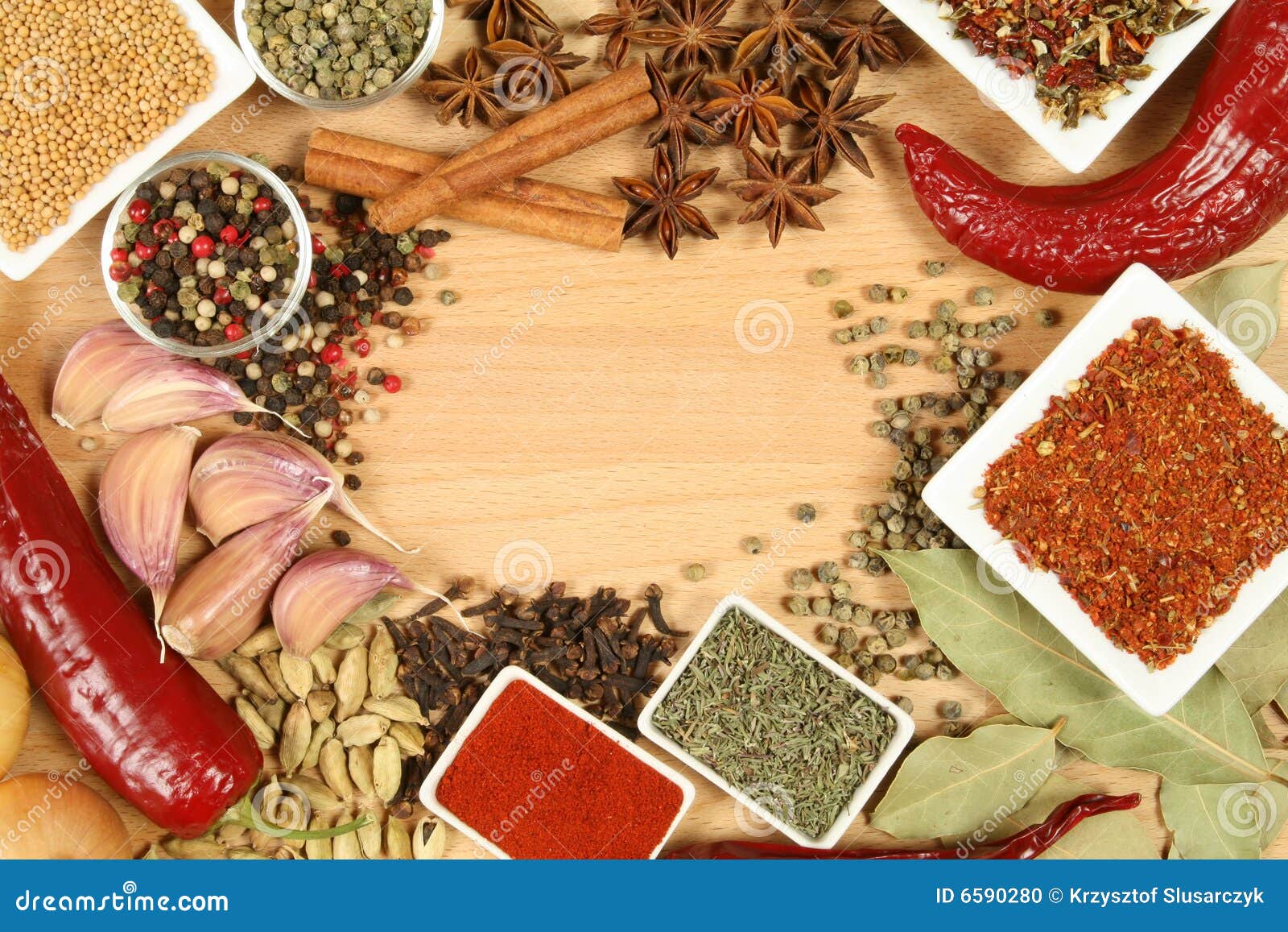 Variety of spices stock photo. Image of anise, herbs, turmeric - 6590280