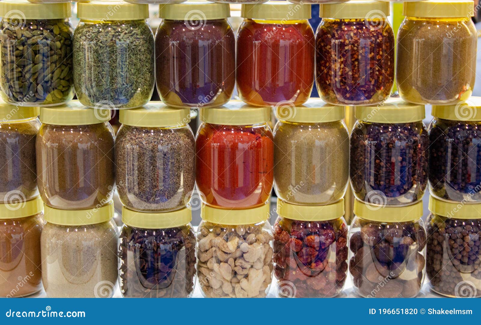 Variety of Spices Stored in a Bottle at a Outlet in India Stock Photo ...