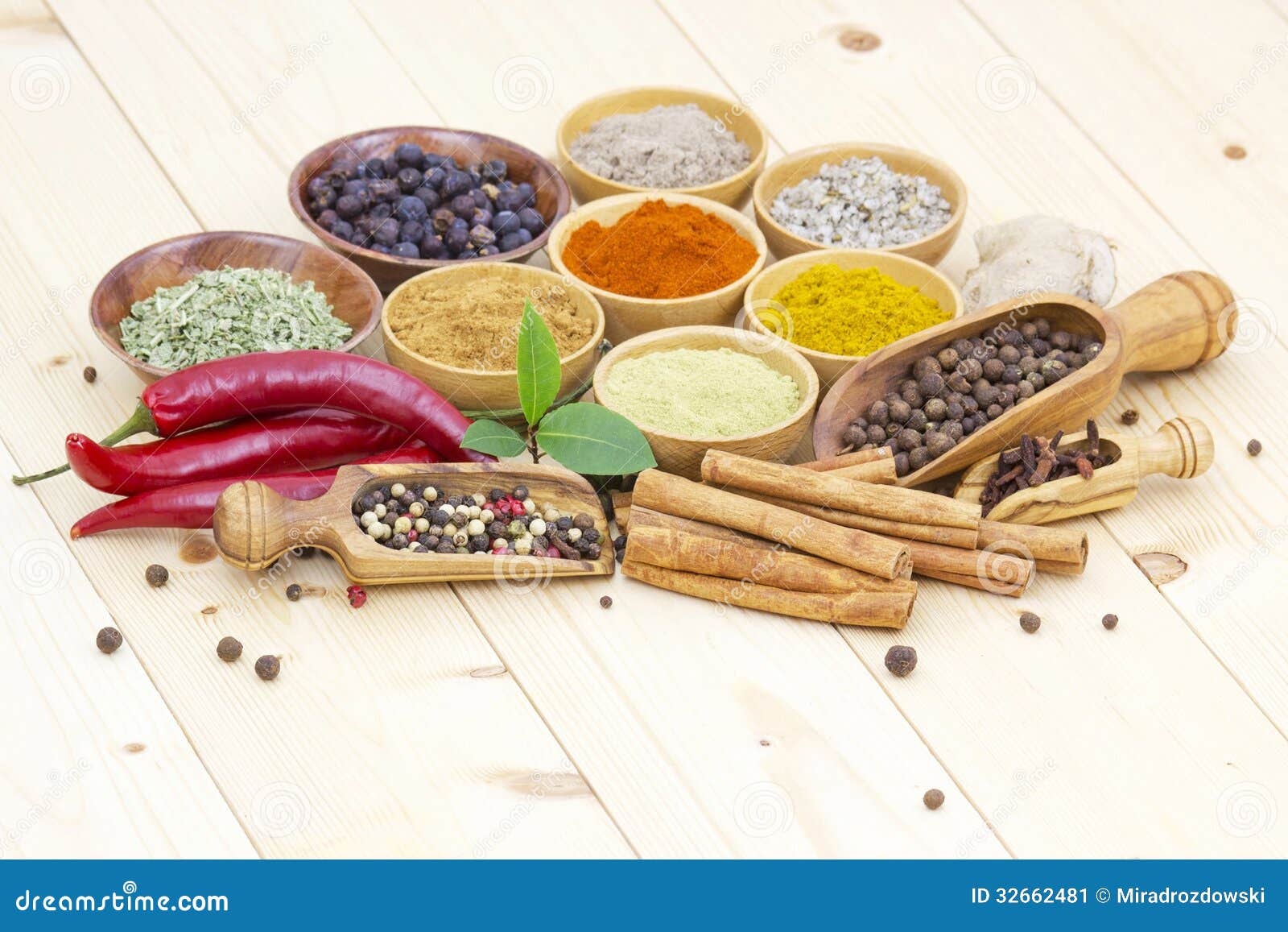 Variety of spices stock image. Image of allspice, cuisine - 32662481