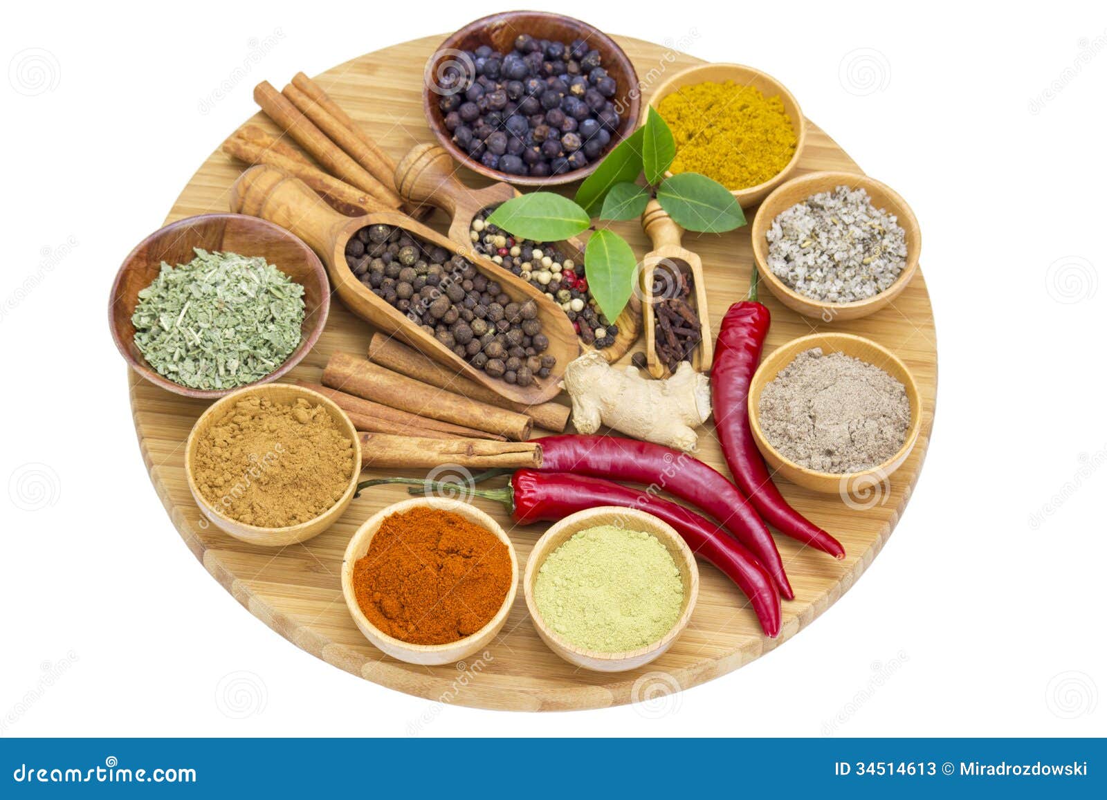 Variety of Spices on Wooden Board Stock Image - Image of diverse, clove ...