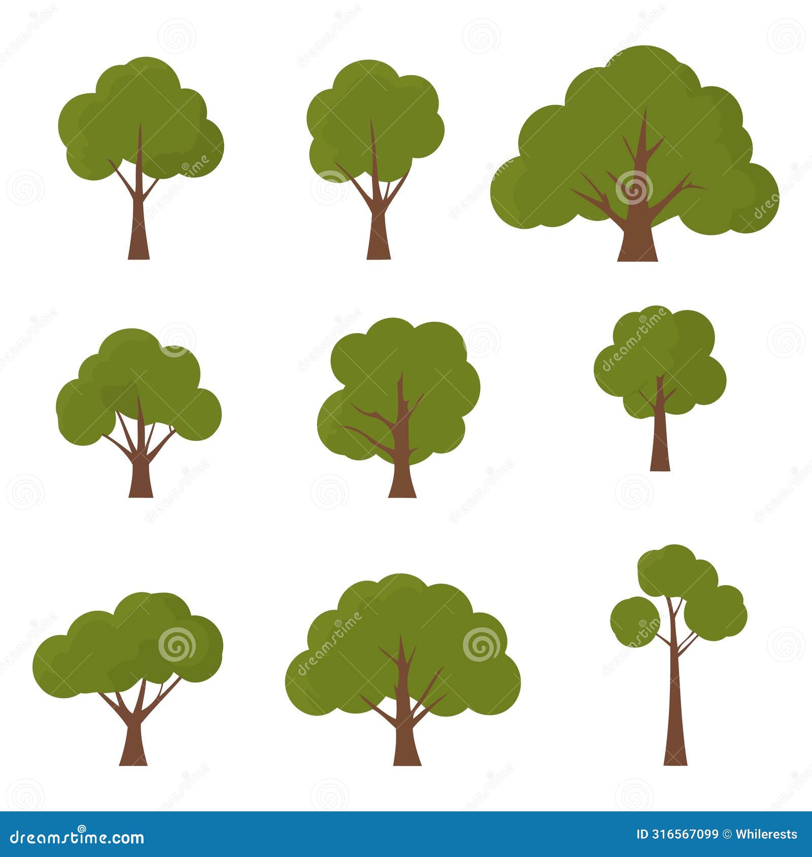 Six Stylized Trees Represent Different Seasons Times Whimsical ...