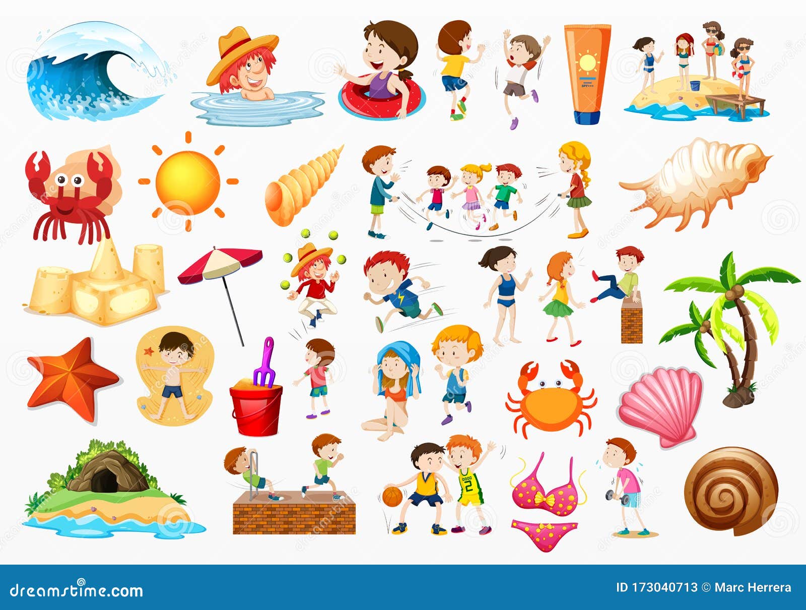 Variety of Summer Elements Set Stock Vector - Illustration of cruise ...