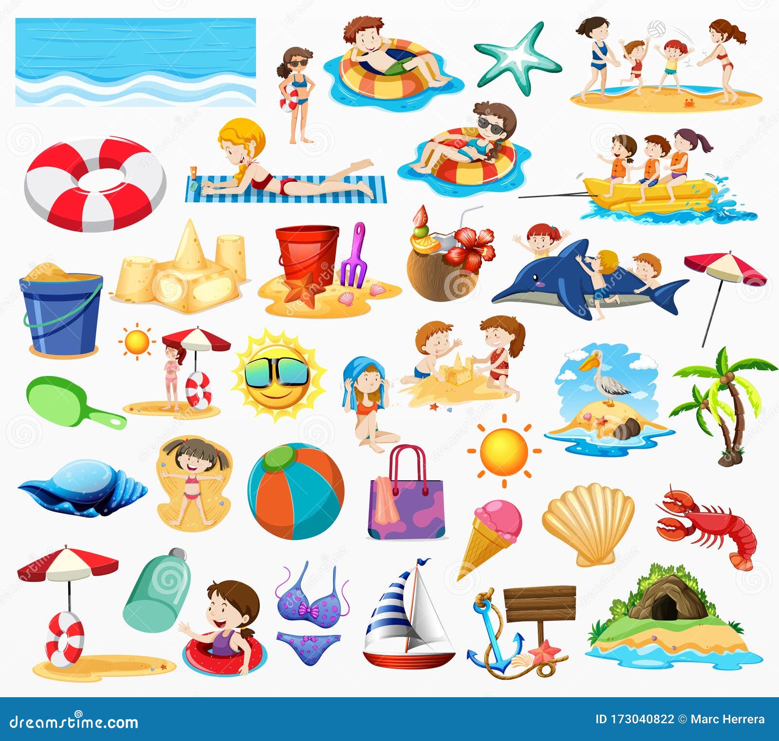 Variety of Summer Elements Set Stock Vector - Illustration of party ...