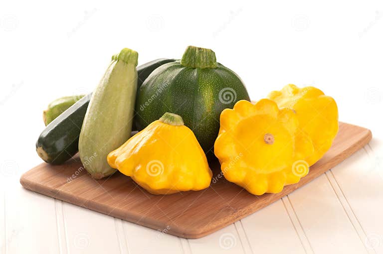 Variety of Summer Squash on White Background Stock Photo - Image of ...