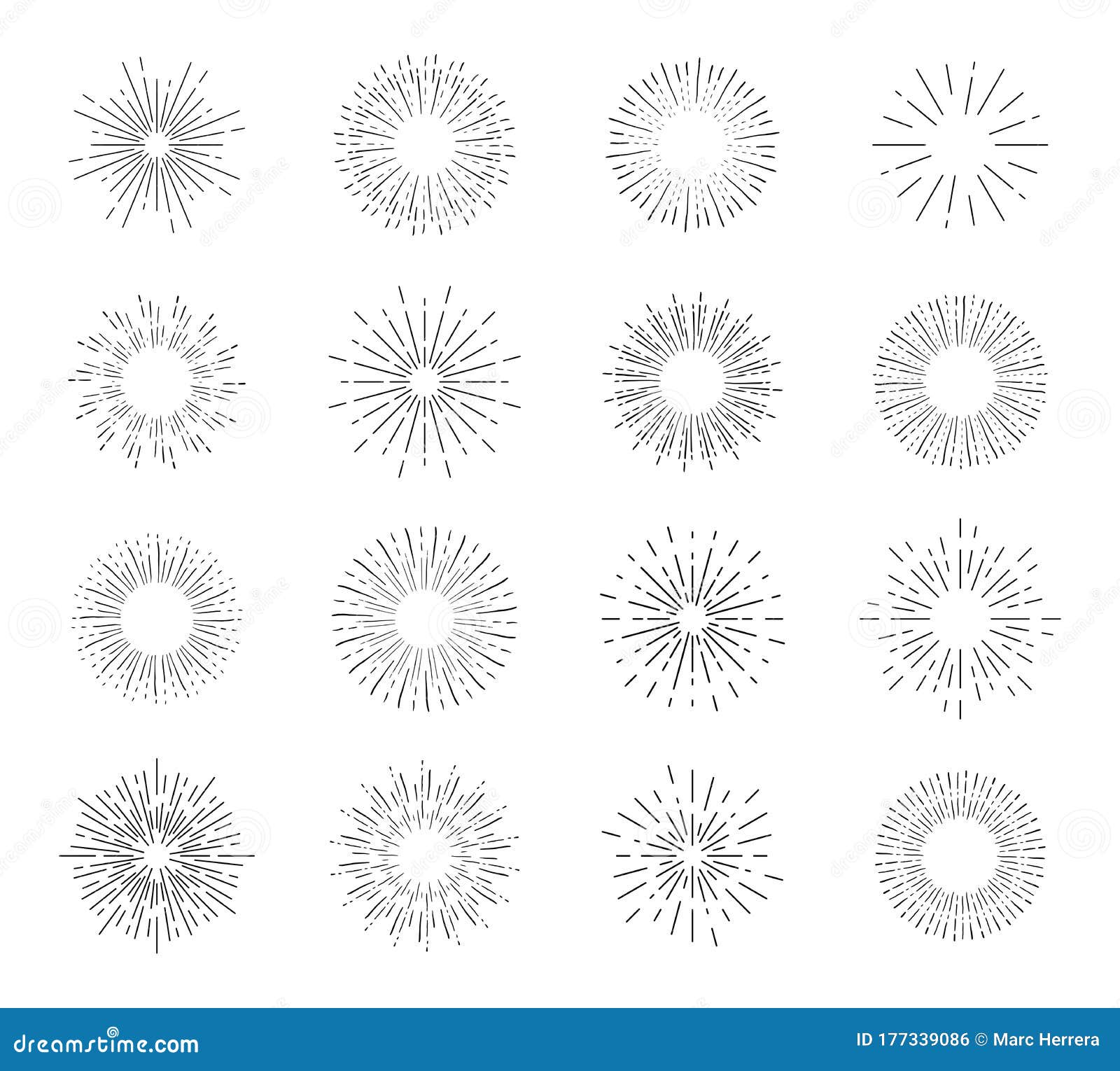 Sunburst Frames In Retro Style On Light Background. Starburst Label ...