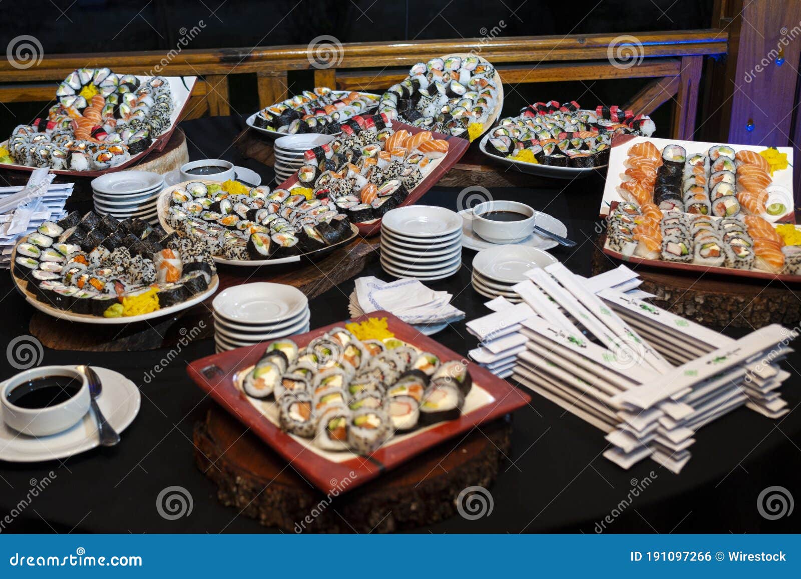 Variety of Sushi Sets on the Banquet Table Stock Photo - Image of ...