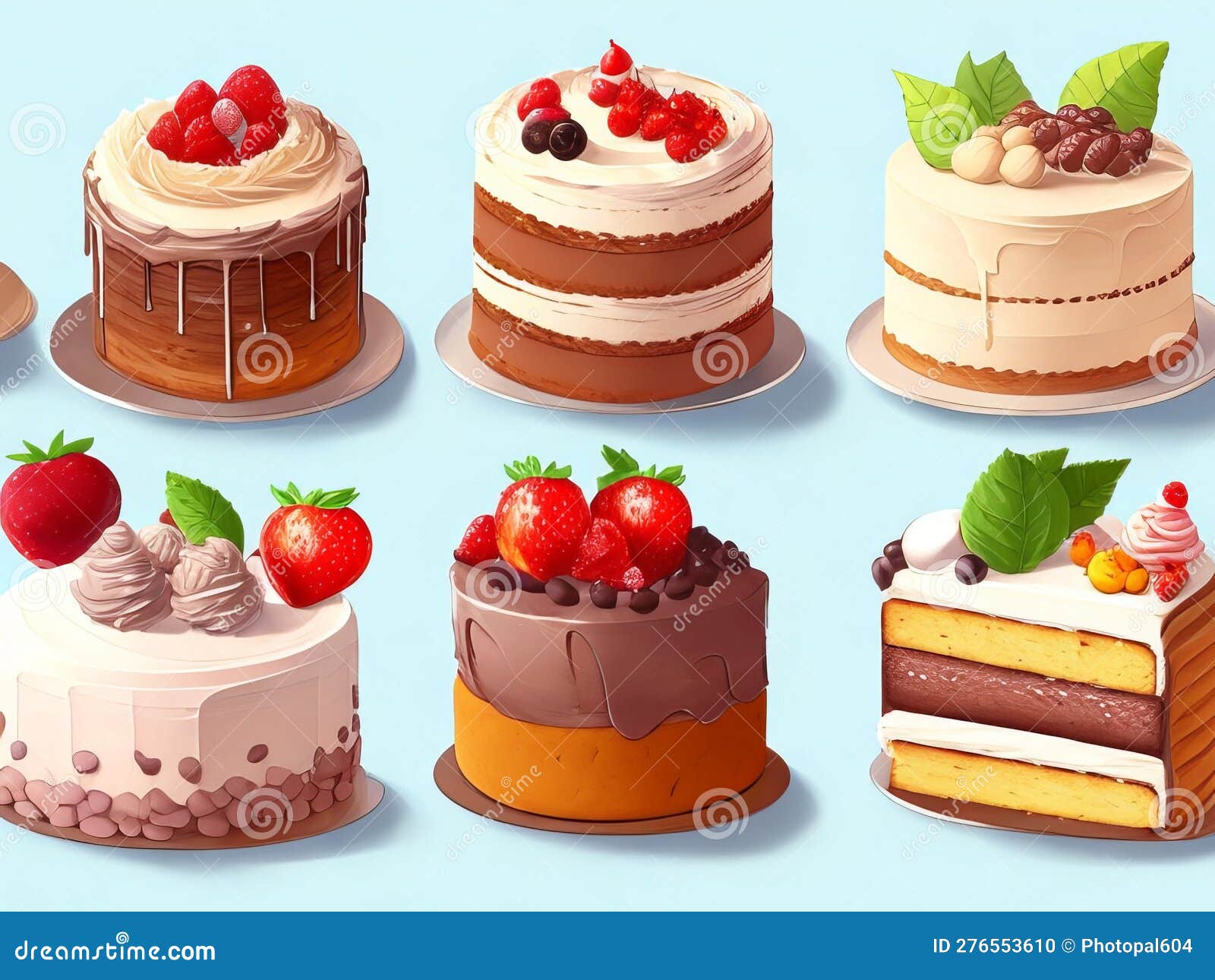 A Variety of Sweets and Pastries on a Background of Light Blue. Stock ...