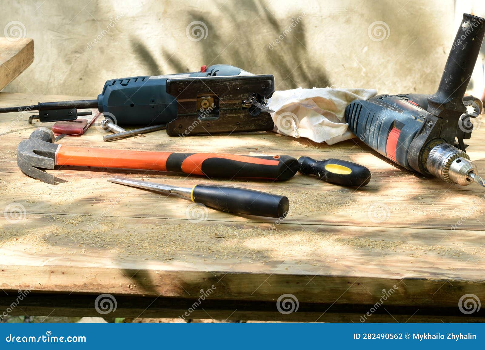 A Variety of Tools are on the Table. Stock Photo - Image of drill ...