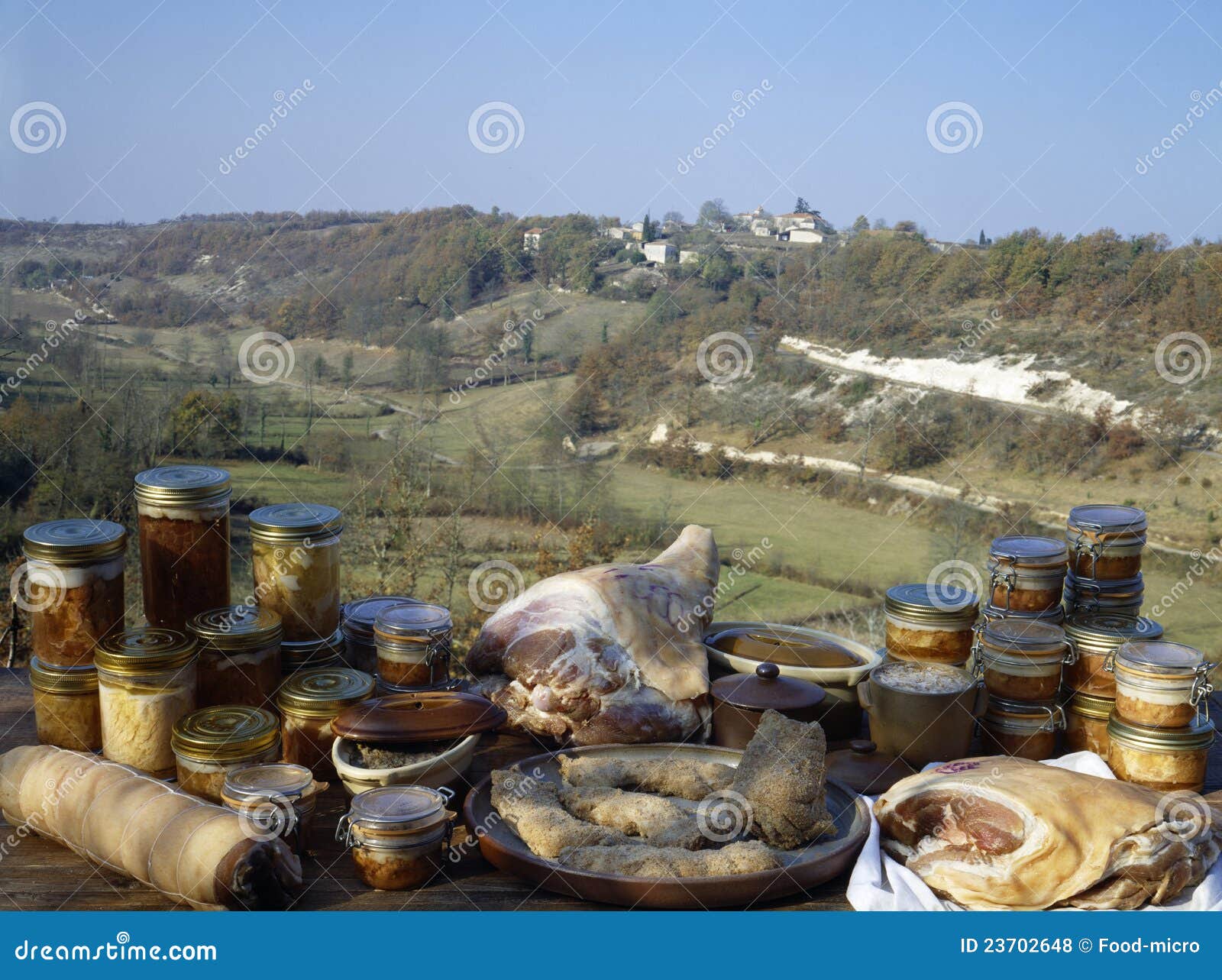 Variety of Traditional Products Outdoors Stock Photo - Image of pork ...