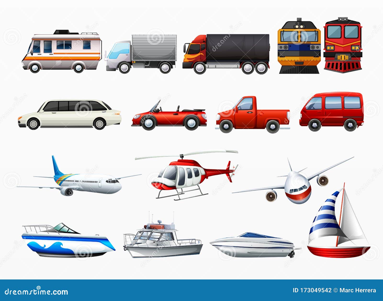 Variety of Transportation Elements Set Stock Illustration ...